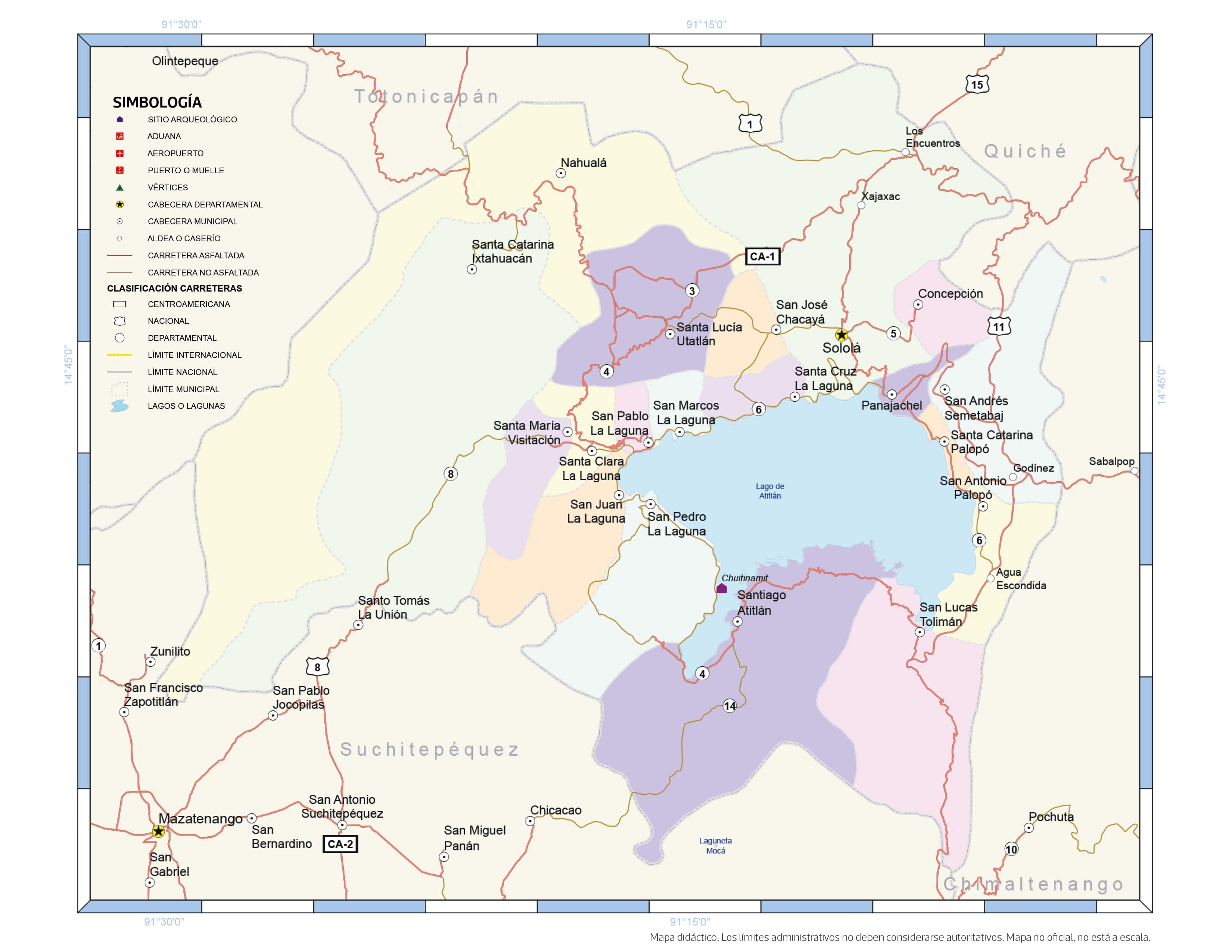 Mapa de Guatemala y sus departamentos por regiones