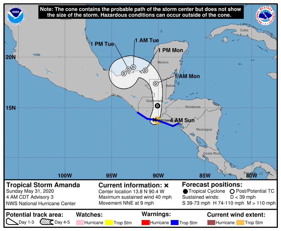 Tormenta tropical Amanda se ubica sobre el territorio nacional y dejará ...