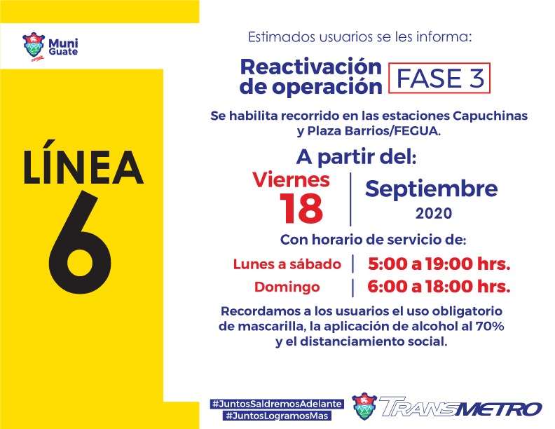 Líneas 6 y 7 del Transmetro reactivarán recorridos