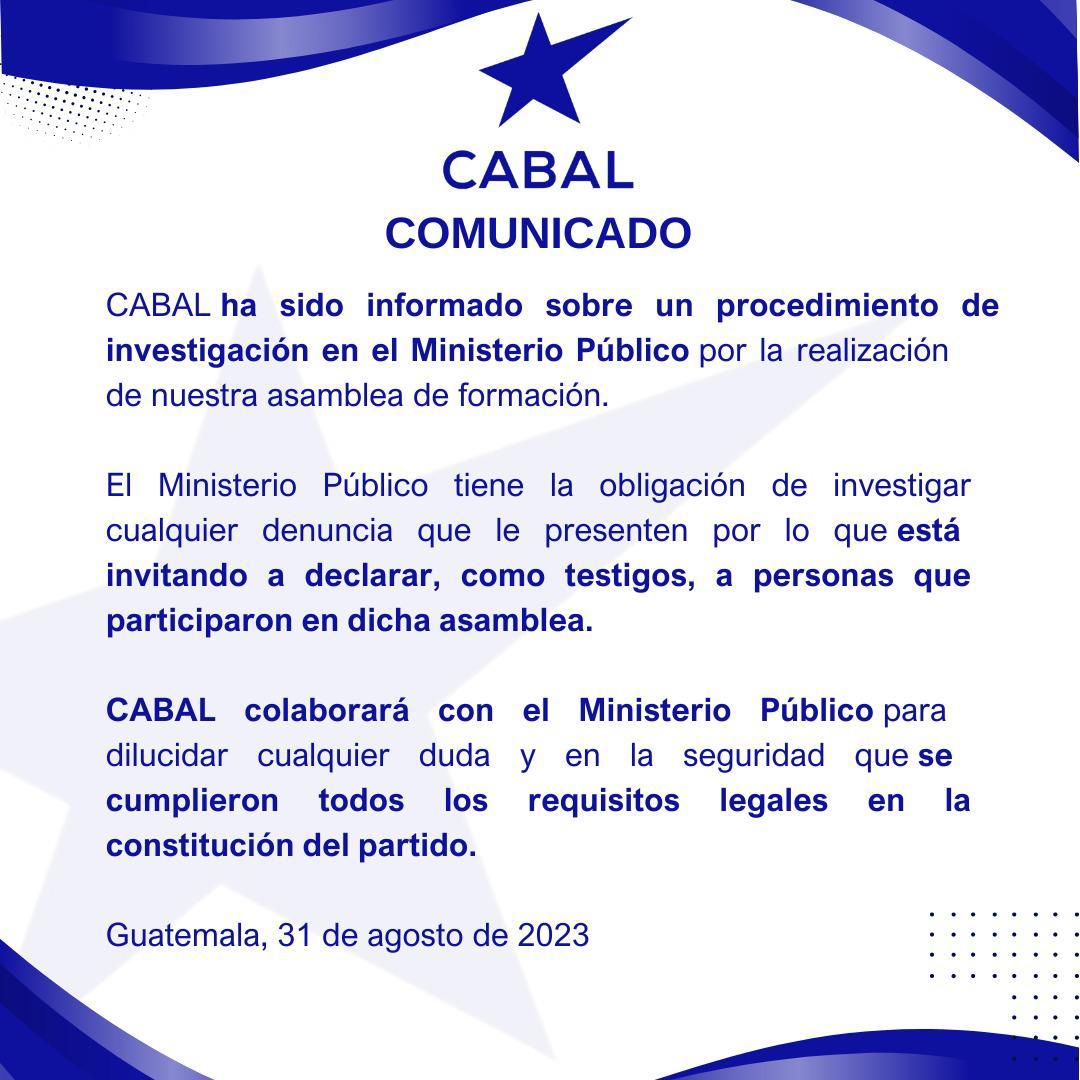 Cabal dice que “colaborará” con el MP en investigación por constitución ...