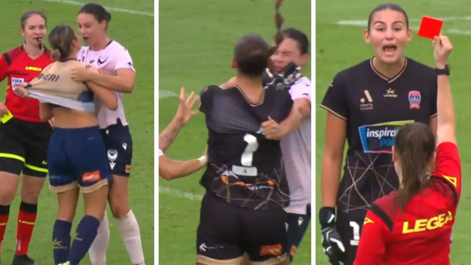 Emily Gielnik del Melbourne Victory e Izzy Nino del Newcastle Jets ...