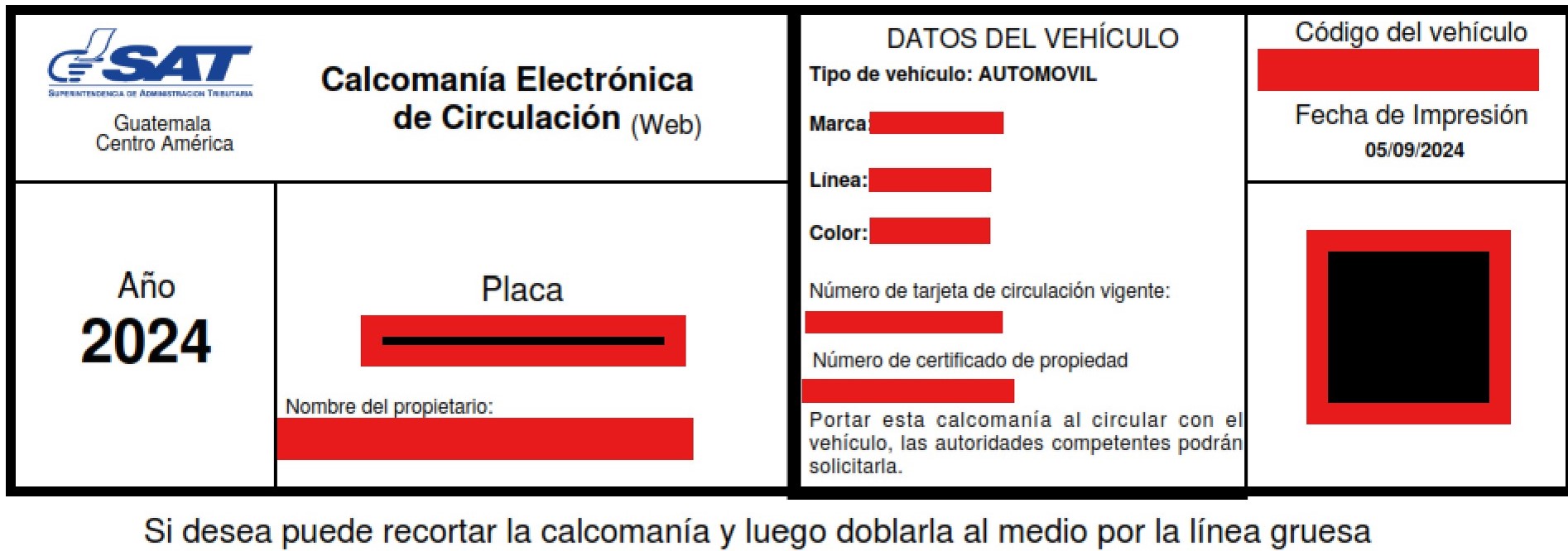 Por qué se debe imprimir la tarjeta de circulación y la calcomanía cada año