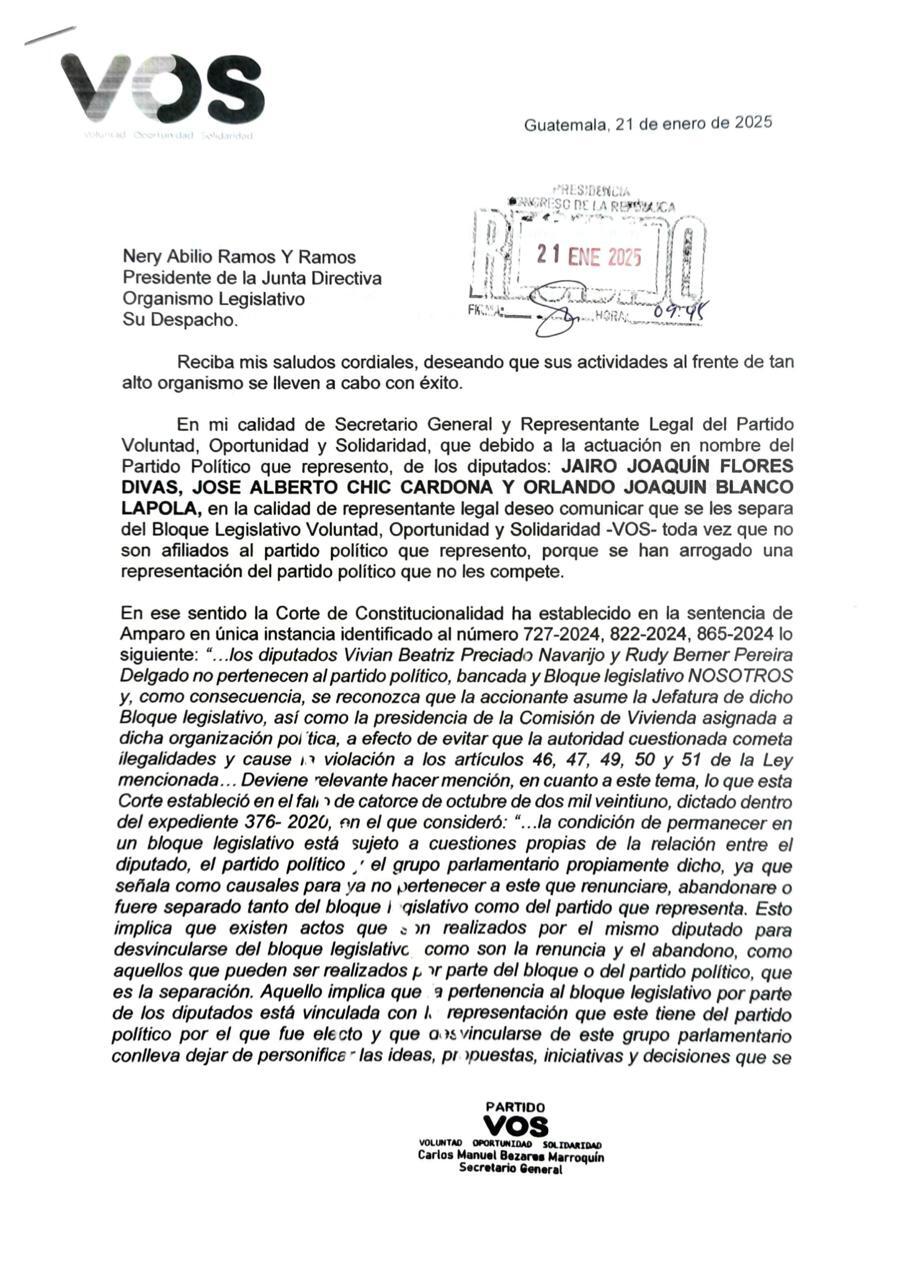 Secretario general del partido VOS pide separar a tres diputados de la ...