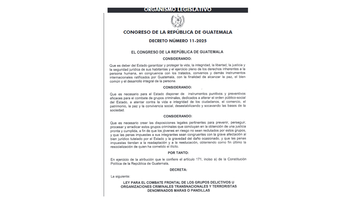 Congreso publica ley para el combate a las maras o pandillas